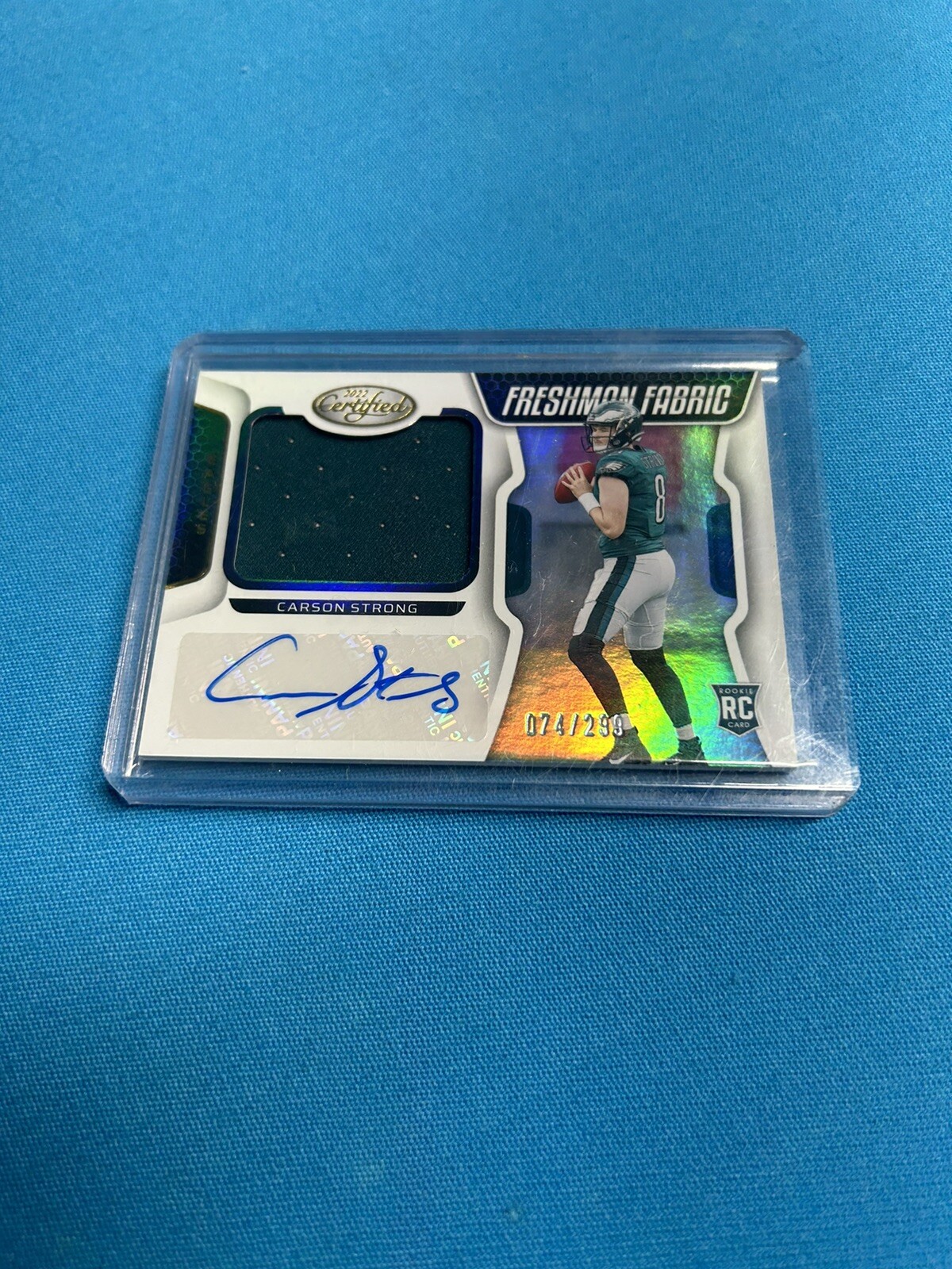 2022 Panini Certified Carson Strong RC Mirror Freshman Fabric RPA 74/ ...