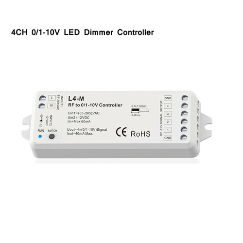 4CH 0/1-10V Led Dimmer Switch Wireless 2.4G RF Remote Control f Single ...