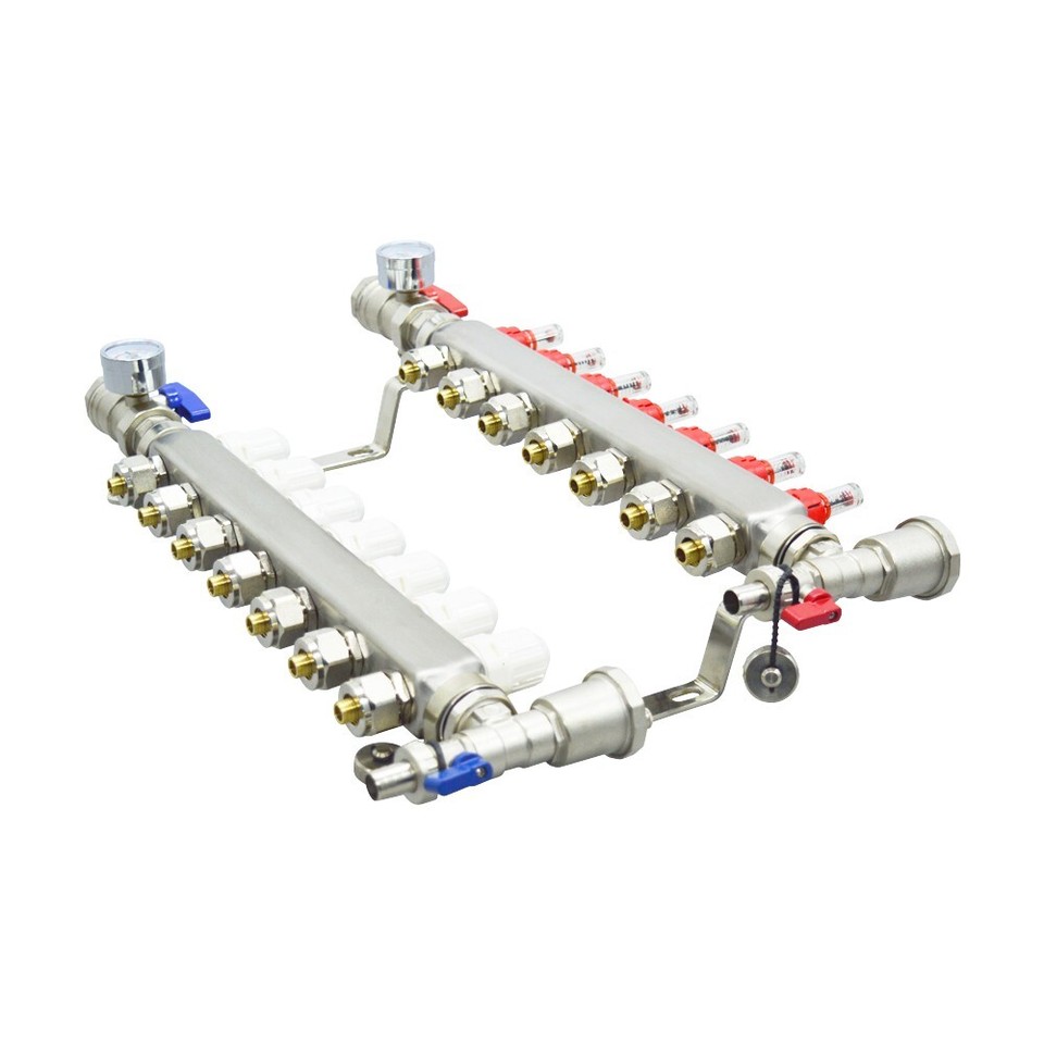 7-Branch Floor Heating Collection Pipe Stainless Steel Heating Manifold ...
