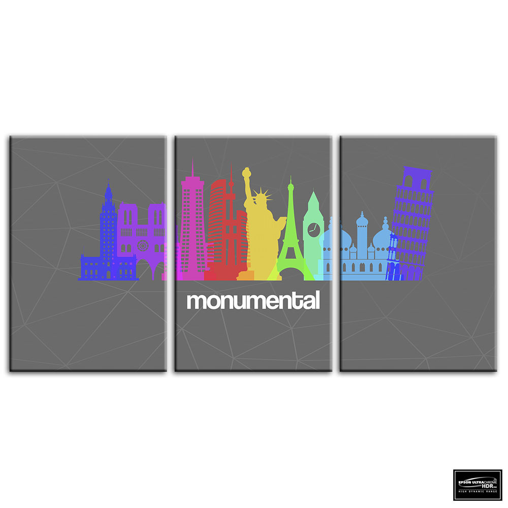 World Monuments Rainbow City BOX FRAMED CANVAS ART Picture HDR 280gsm ...