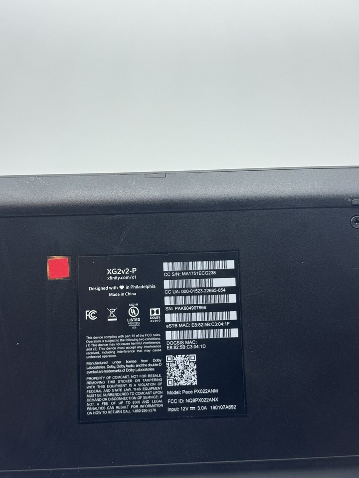 XFINITY XG2v2-P PACE PX022ANM HD TV CABLE BOX No Remote or Power Supply ...