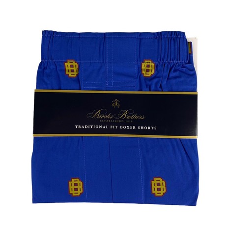 Brooks Brothers Traditional Fit Boxer Shorts Mens Underwear Blue Crest ...