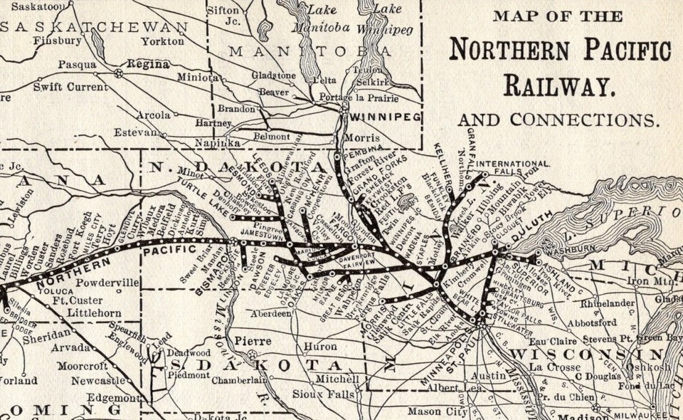 1908 Antique Northern Pacific Railway Map Railroad Map 1630 | eBay