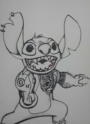 Disneys Stitch - an original drawing of a bad stitch. | eBay