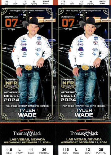 NFR National Finals Rodeo Tickets Day 7, WEDNESDAY December 11, 2024 | eBay