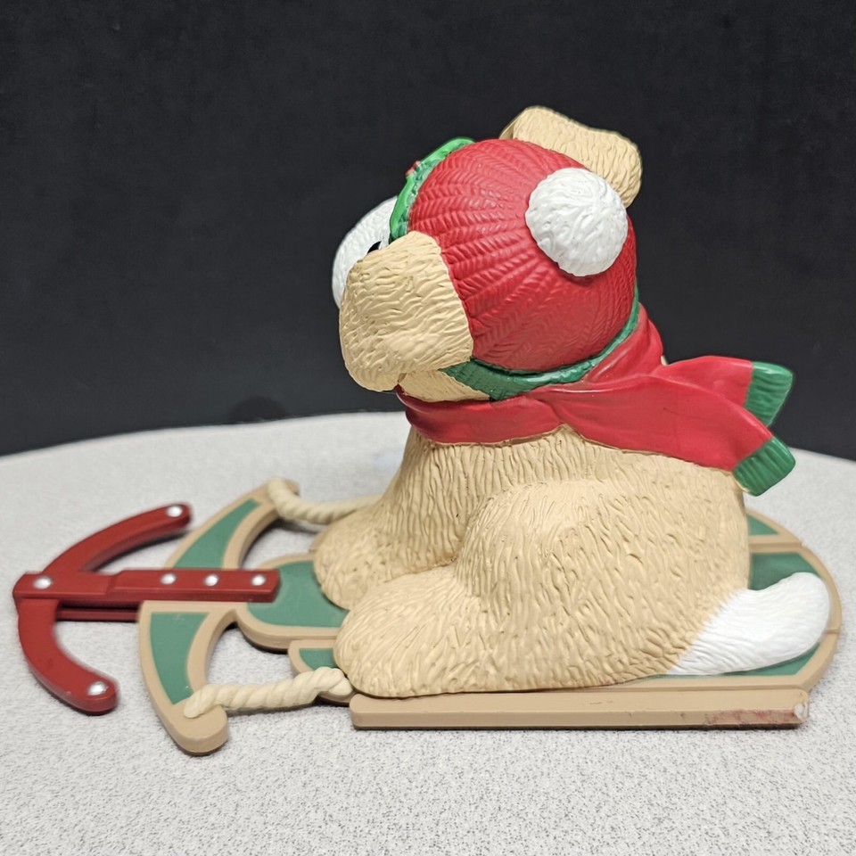 Christmas Hallmark Nikki Dog Stuffed Animal & Sled Figurine Beige 10 ...