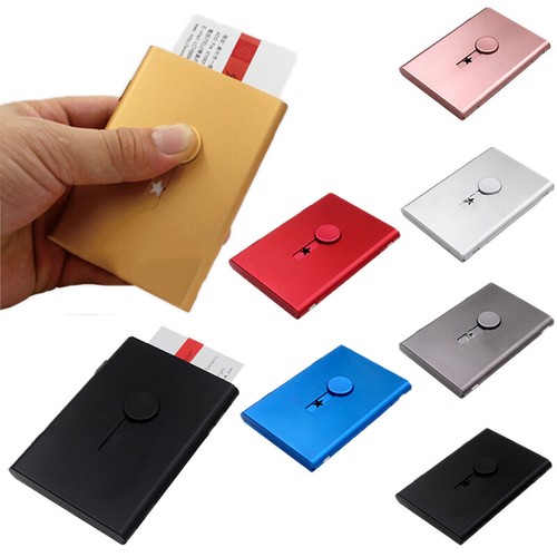 Aluminum Automatic Hand Push Box Case 18 Business Cards Credit Holder ...