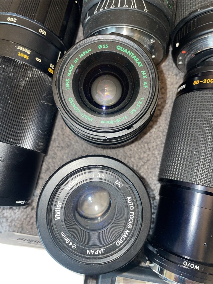 20 LBS Lot of Various Camera Accessories LENSES Winders FLASHES PARTS ...