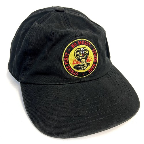 Cobra Kai Hat Strapback Black “No Mercy, Strike First, Strike Hard ...