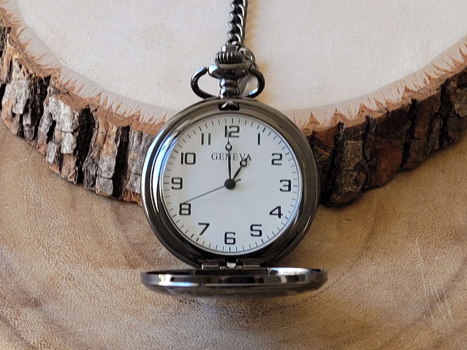 Vintage Engravable Pocket Watch W/ Chain 46mm Quartz Pocket Watch Gun ...