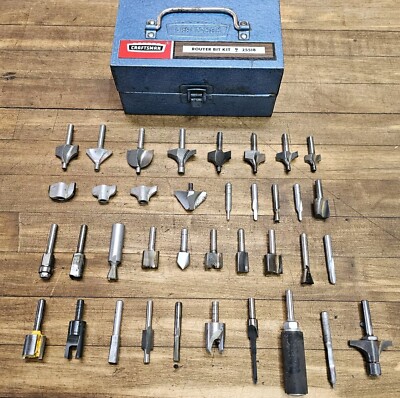 VINTAGE CRAFTSMAN Router Bits Steel Box & Router Bits LOT Woodworking ...