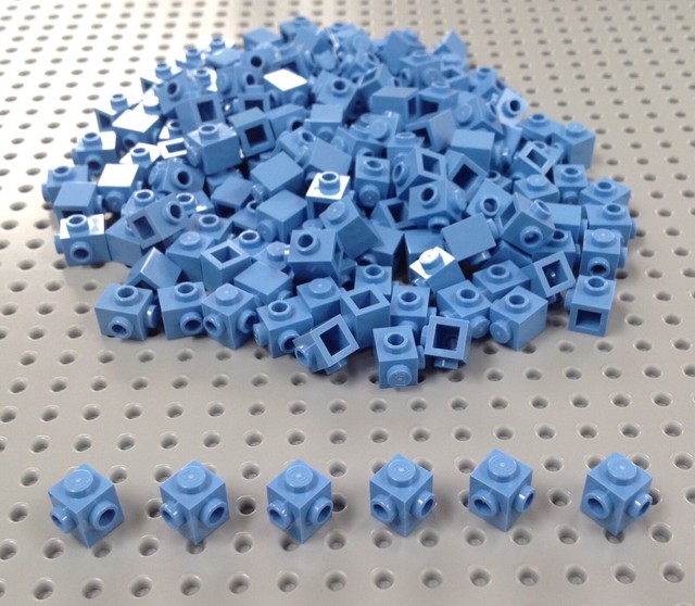 LEGO Medium Blue 1x1 Brick With 2 Studs on Adjacent Sides (26604) X10 ...