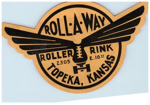 Vintage 1948 Roller Skating Rink Sticker Decal Label Topeka KS Roll-A ...