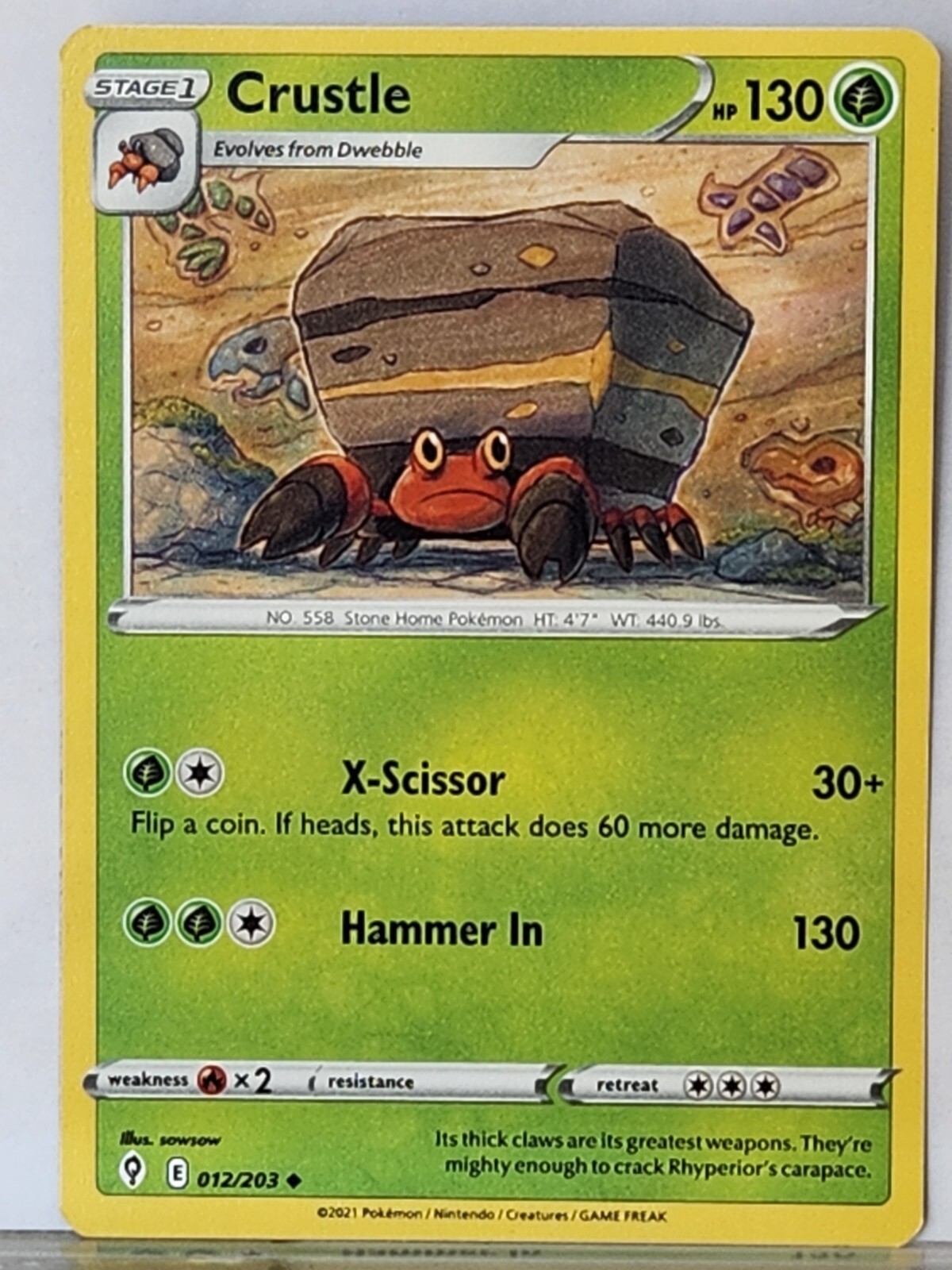 Pokemon Evolving Skies Crustle Uncommon Card 012/203 NM | eBay