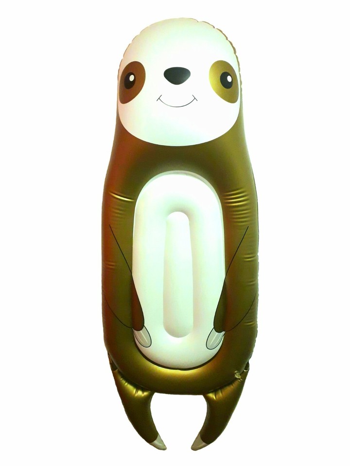 Inflatable sloth pool float toy swimming raft adults kids bear gift ...