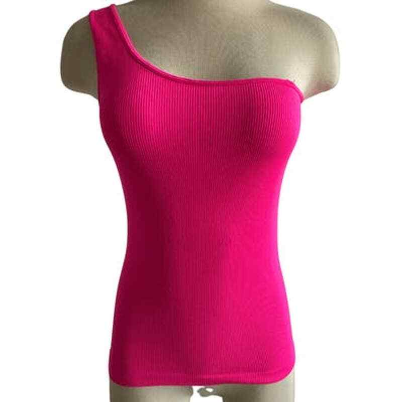 00s Candies Vintage Hot Pink One Shoulder Tank Top - Gem