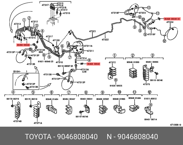 Genuine OE clip brake pads 9046808040 for TOYOTA 90468-08040 online ...