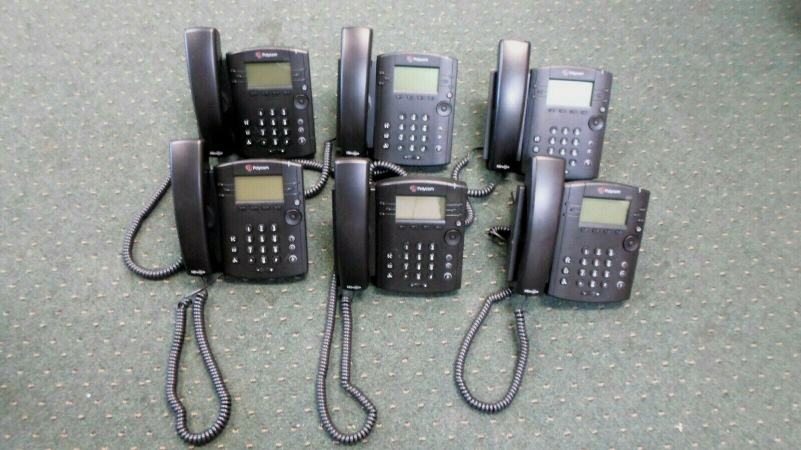 LOT OF 6 POLYCOM VVX300 2201-46135-001 W/ Handset and Stand Included ...