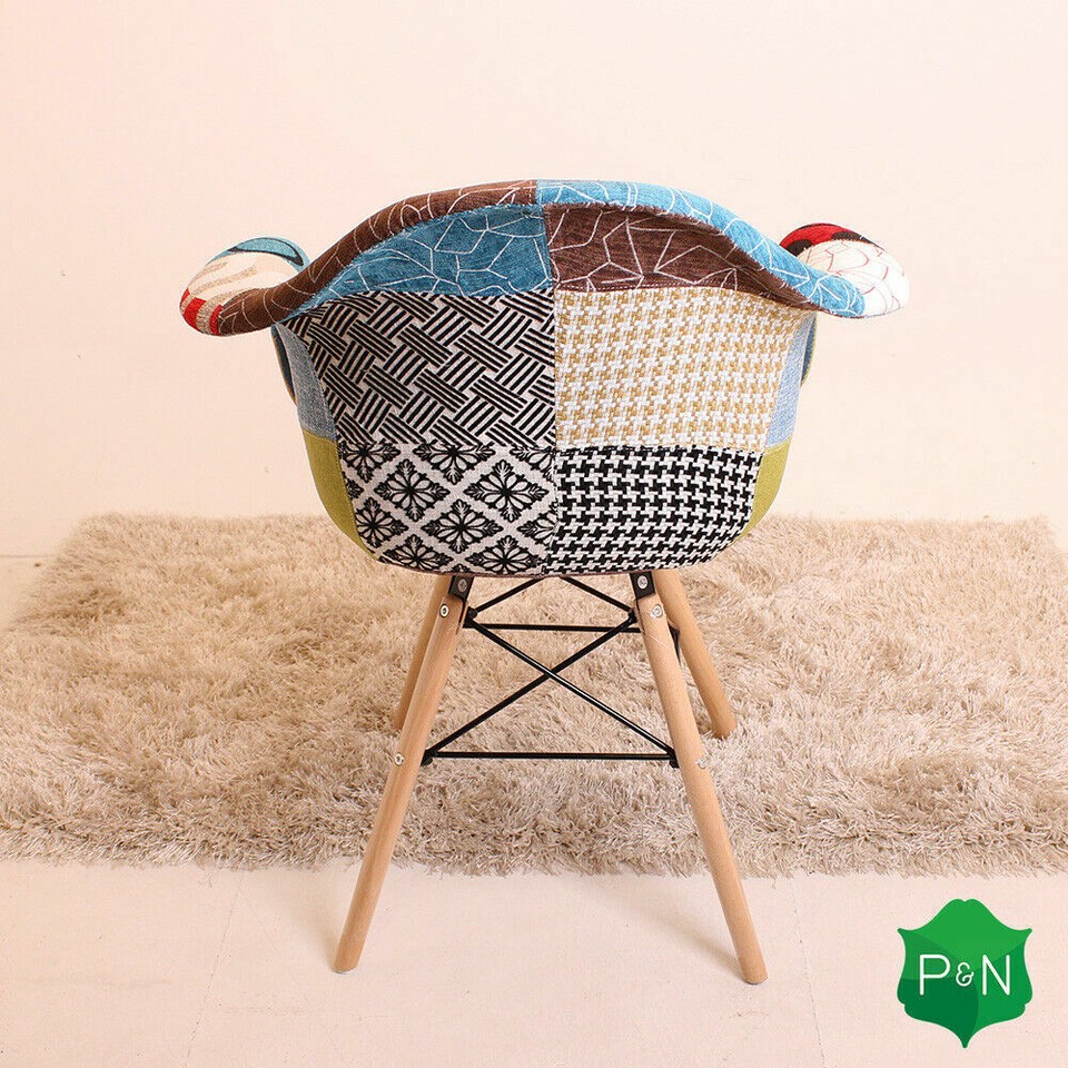Patchwork Dining Chair Sloane Harper Lounge Chair Scandinavian Retro Armchair | eBay UK
