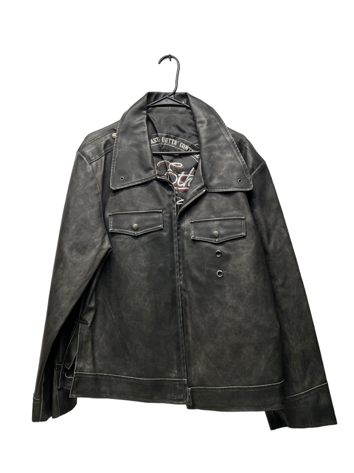 Vintage BC Ethic Motorcycle Biker Black Faux Leather Jacket - Size XL ...