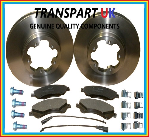 *FORD TRANSIT CUSTOM FRONT BRAKE DISCS AND PADS AND WEAR LEAD SET 2.2 ...