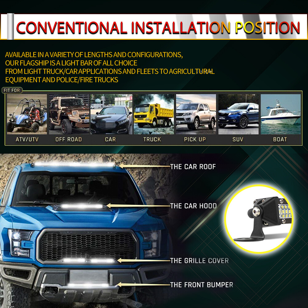 Single Row 50"inch White LED Light Bar Combo Offroad Truck 4WD SUV ATV ...