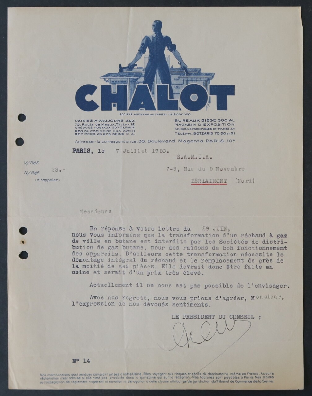 Invoice 1950 PARIS CHALOT RECHAUD glossy 43 | eBay