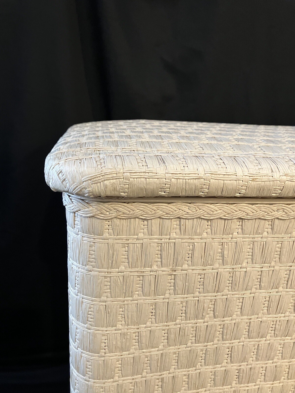 Vintage LAMONT Woven Rattan Wicker Clothes Laundry Hamper Padded Top ...