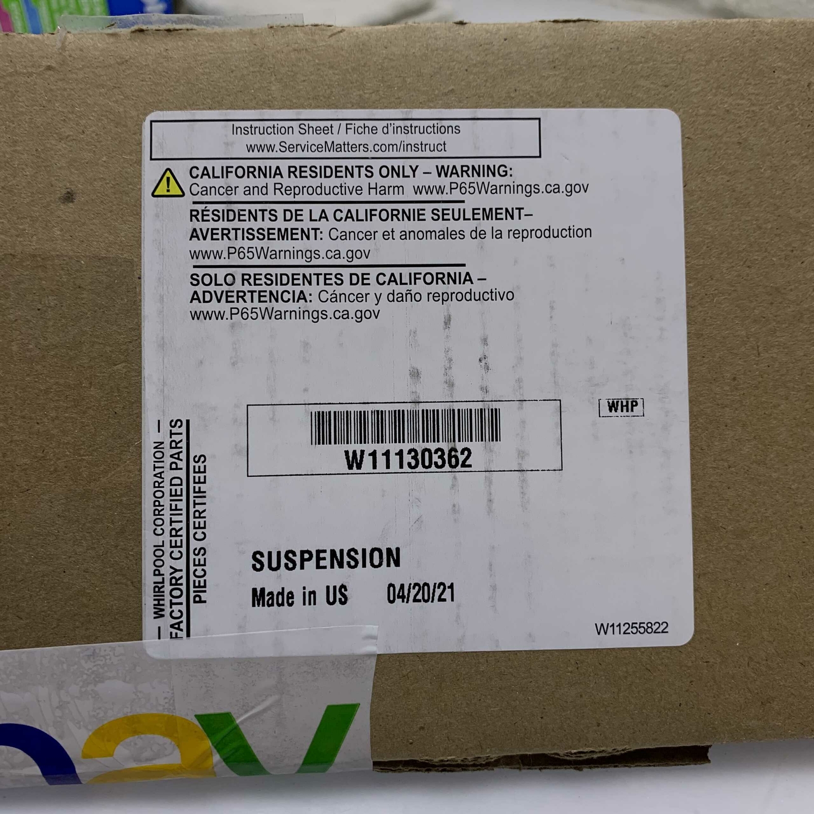 NEW GENUINE OEM Whirlpool Washer Suspension Rod Kit W11130362 AP6262443 ...