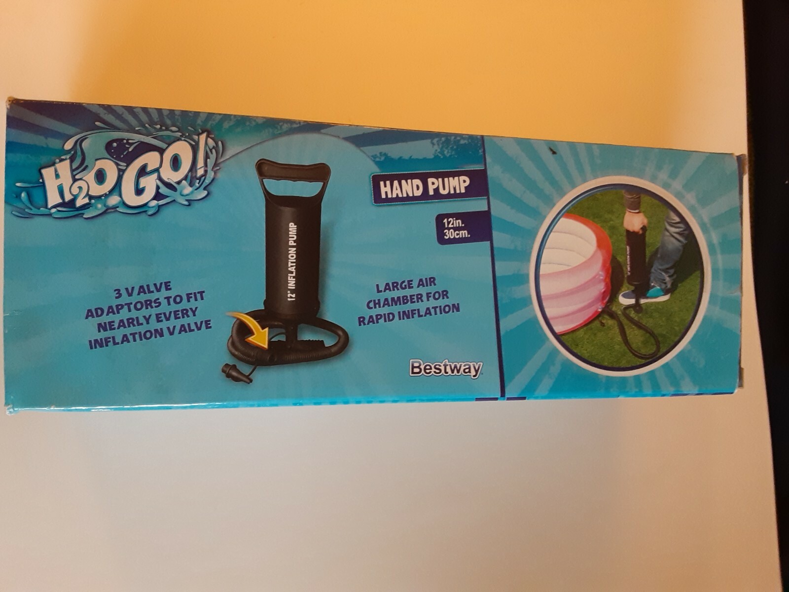 H2oGo Bestway Air Inflation One Hand Pump 3 Valve Adaptor 12 Inch 30 cm ...