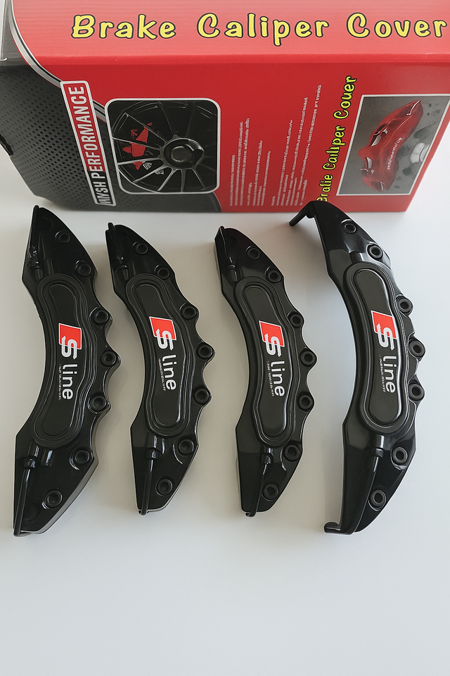S Line Black Brake Caliper Covers Set Audi A3 A4 A5 A6 Q5 Q7 RS4 RS6 Q2 ...