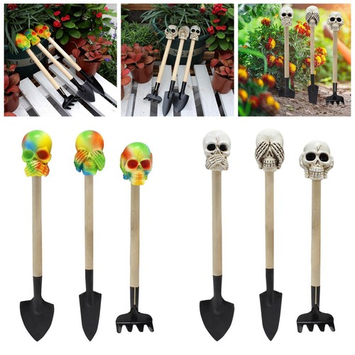 3 Pieces Creative Rake with Skull Decor Skull Statue Garden Rake for ...