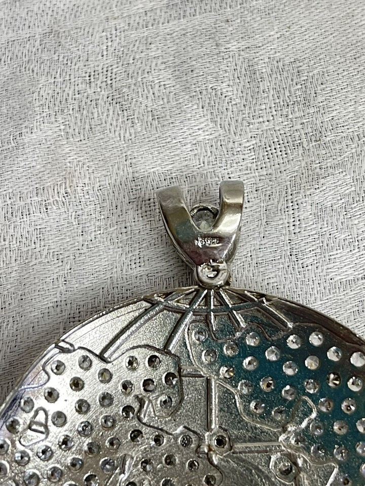 9925 Sterling Silver Rhinestone Diamonds Pendant For Necklace Large ...