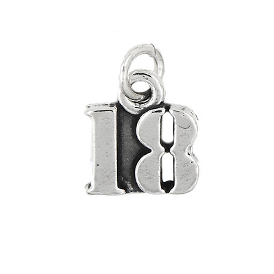 Sterling Silver Stencil Number 18 Eighteen Charm Pendant | eBay