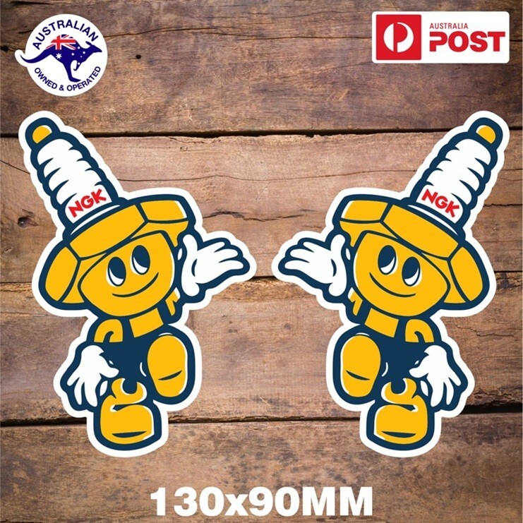 NGK SPARK PLUG MAN STICKER PAIR RACING HOT ROD DRAG CAR NHRA | eBay ...