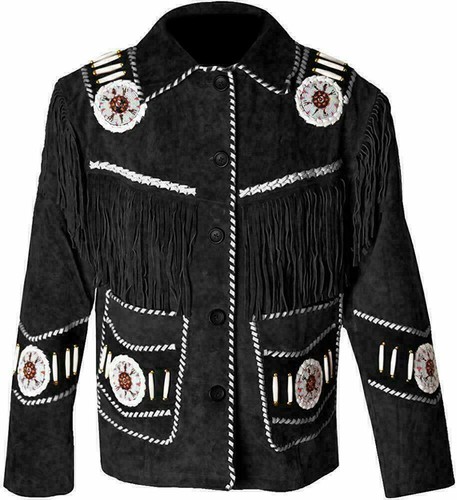 Native American western Jacket Suede Leather Fringes & Indian Beaded ...