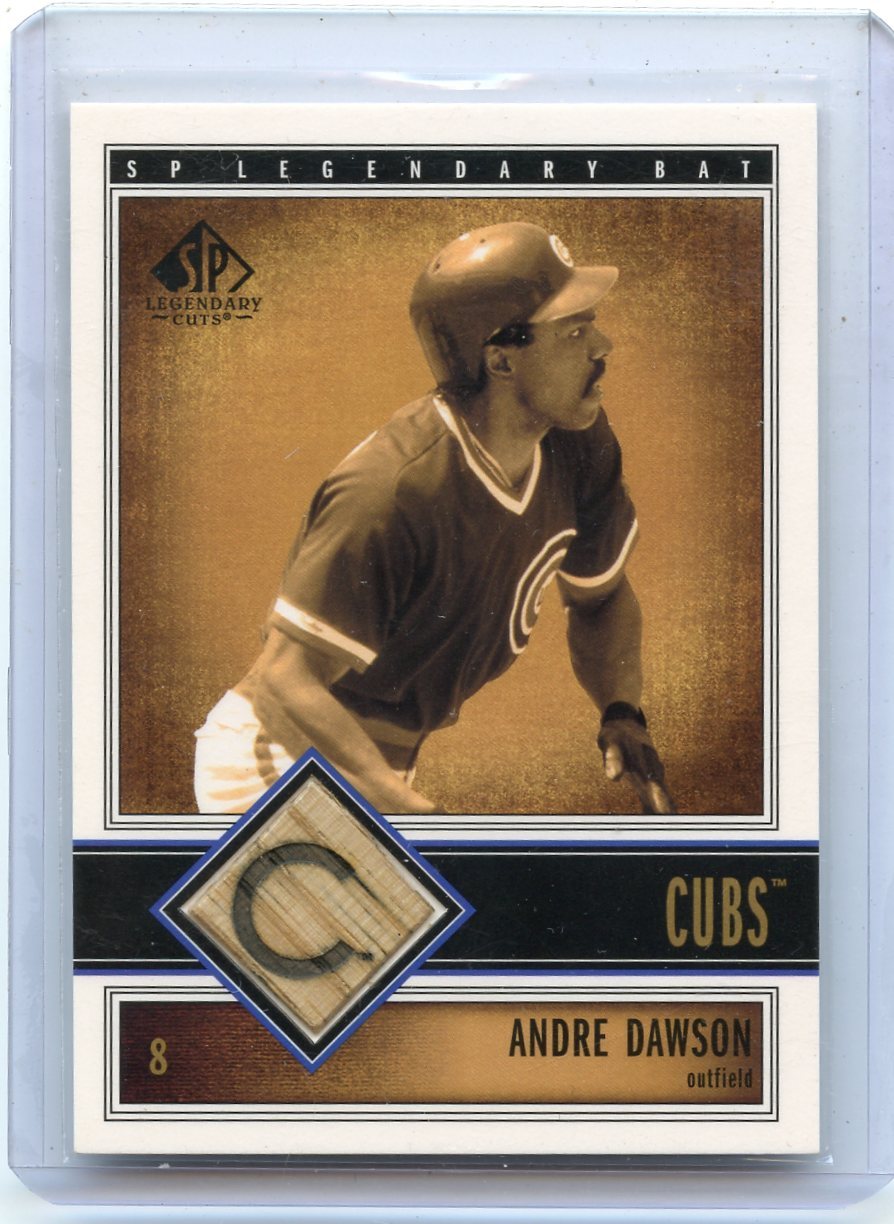 2002 SP LEGENDARY CUTS #B-AnD ANDRE DAWSON BAT CARD, CHICAGO CUBS, HOF ...