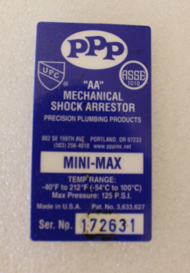 PPP MM-500ASTH - 1/2" FMIP x 3/8 OD Angle Stop w/ Water Hammer Arrestor ...