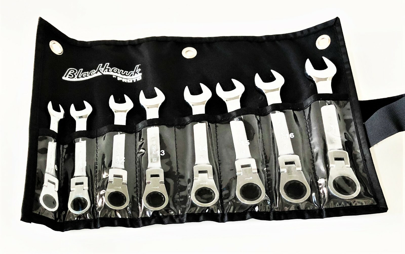 8pc Proto Blackhawk Flexible Gear Ratcheting Wrench Flex Head Set MM BW ...