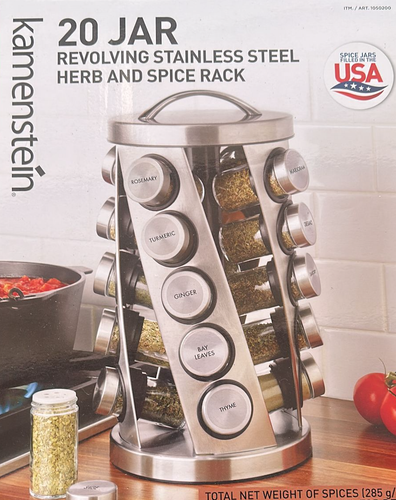 NEW Kamenstein 20 Jar Revolving Spice & Herb Rack Stainless Steel ...