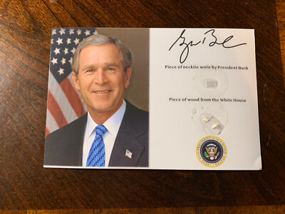 George W. Bush President Worn Clothing Piece USA Relic White House Wood ...