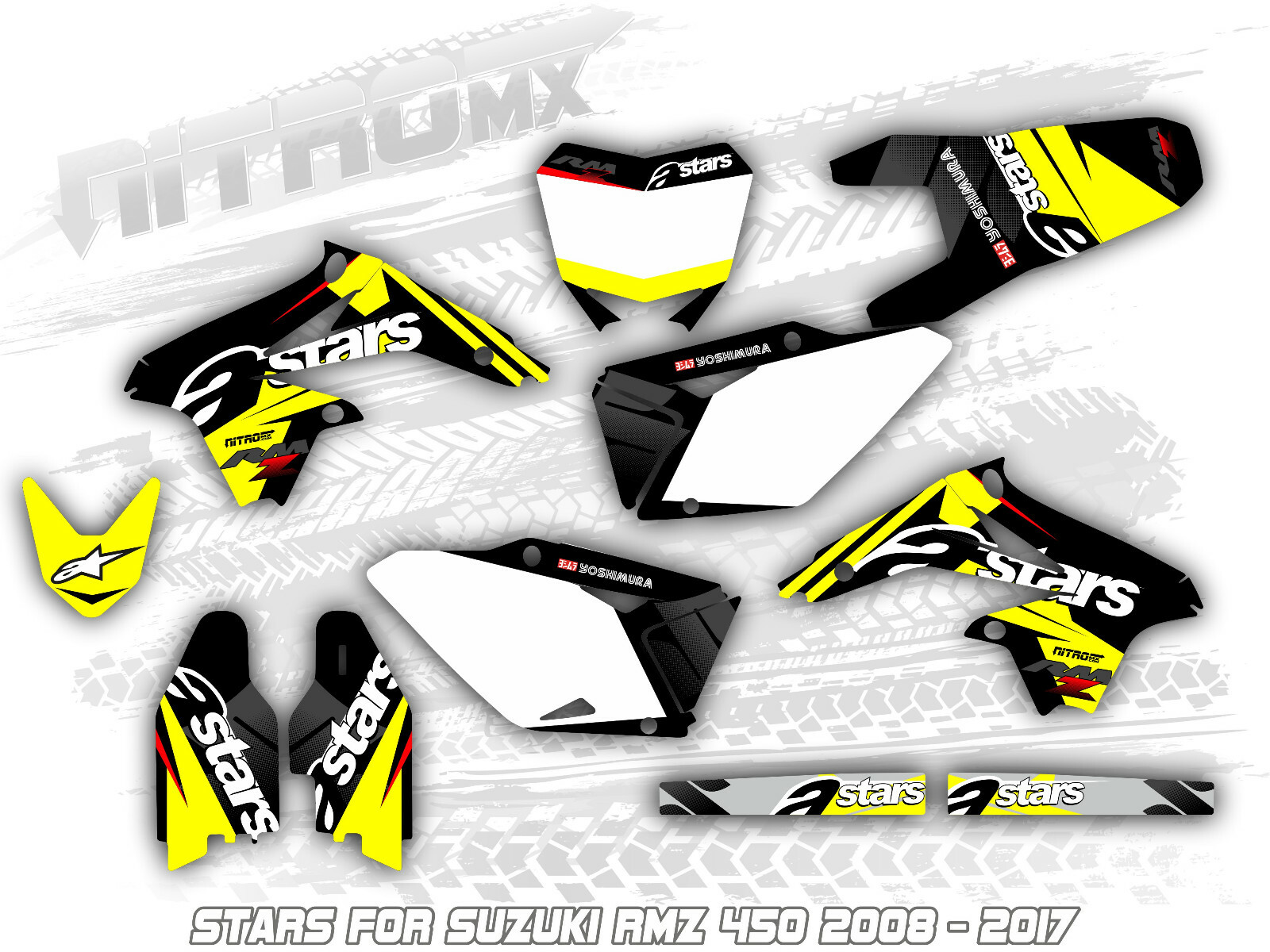 Graphics kit SUZUKI RMZ 450 2008 2009 2010 2011 2012 2013 2014 2015 ...