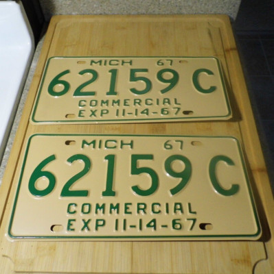 Vintage Pair of 1967 Michigan Commercial License plates - 62159-C (NOS ...