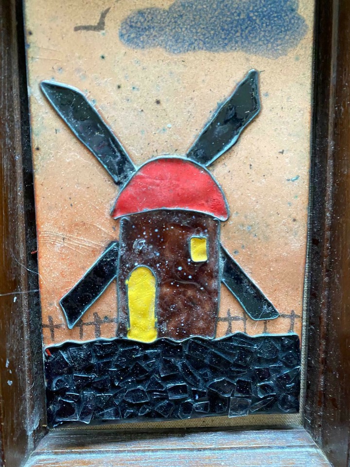 Vintage Handicraft Mosaic Painting Masterpiece Wood Frame Multi-Colors ...