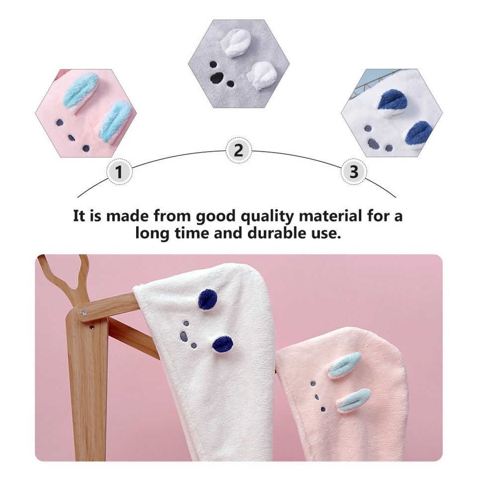 3 Pcs Cartoon Hair Drying Cap Hair Towel Wraps Shower Caps Fast Drying ...