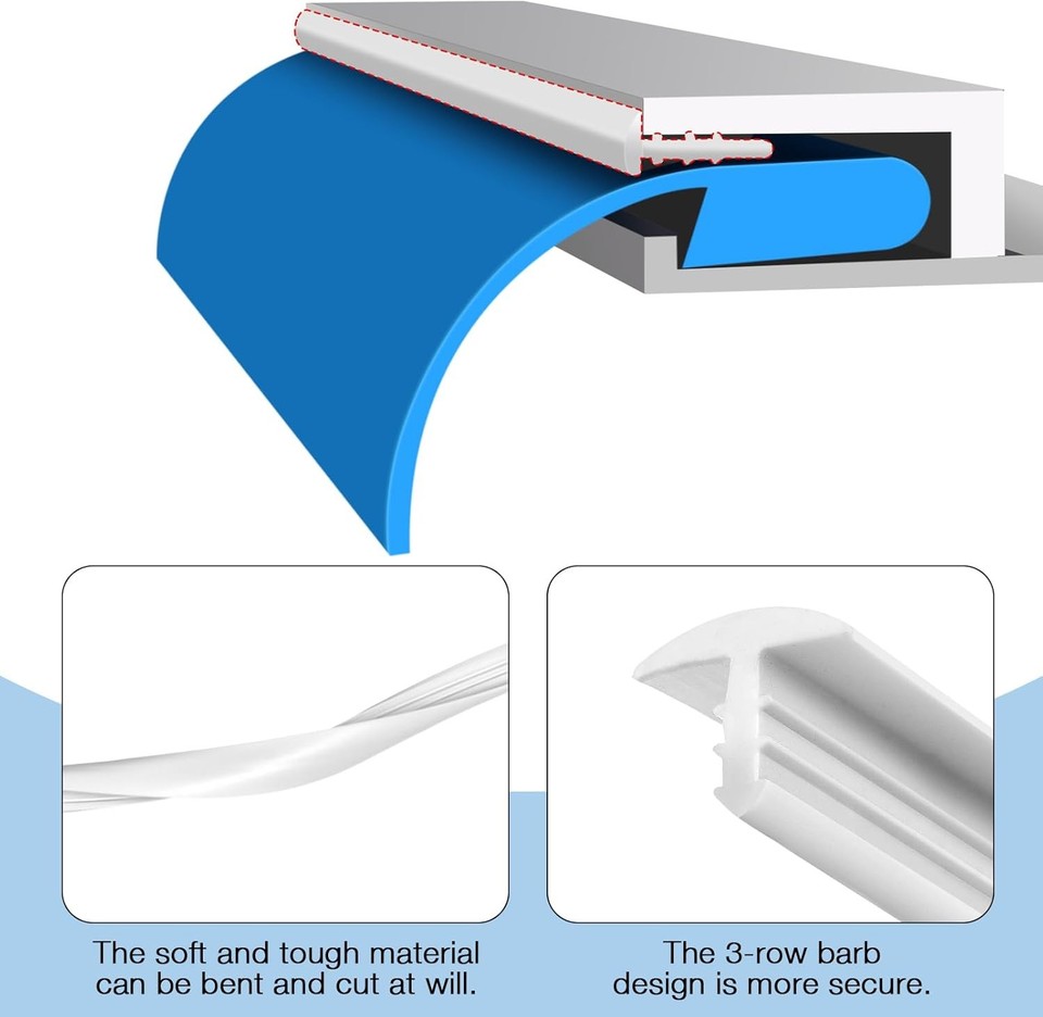 Swimming Pool Liner Lock White Wedge Shaped Liner Bead Lock T Shape ...