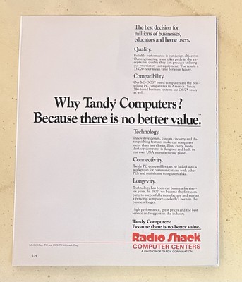 Vintage TANDY Home Computers PC Print Ad 1987 RADIO SHACK 1980s | eBay