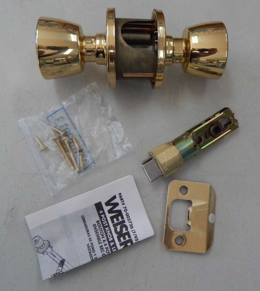 Weiser Lock Beverly Passage Knob Brass Adjustable Drive in Latch, New ...