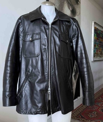 AMERICAN LEATHERWEAR VINTAGE NJ STATE POLICE LEATHER MOTORCYCLE BIKER ...