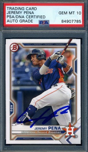 Jeremy Pena Gem Mint 10 PSA DNA Signed 2021 Bowman Rookie Autograph | eBay